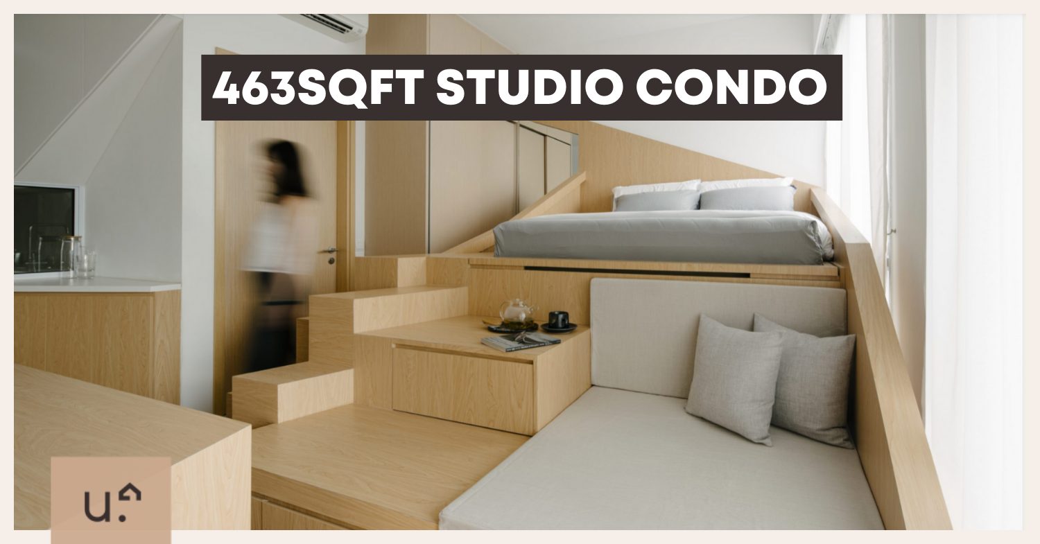 This Tiny Studio Condo Has "Townhall Steps" For Its Bedroom